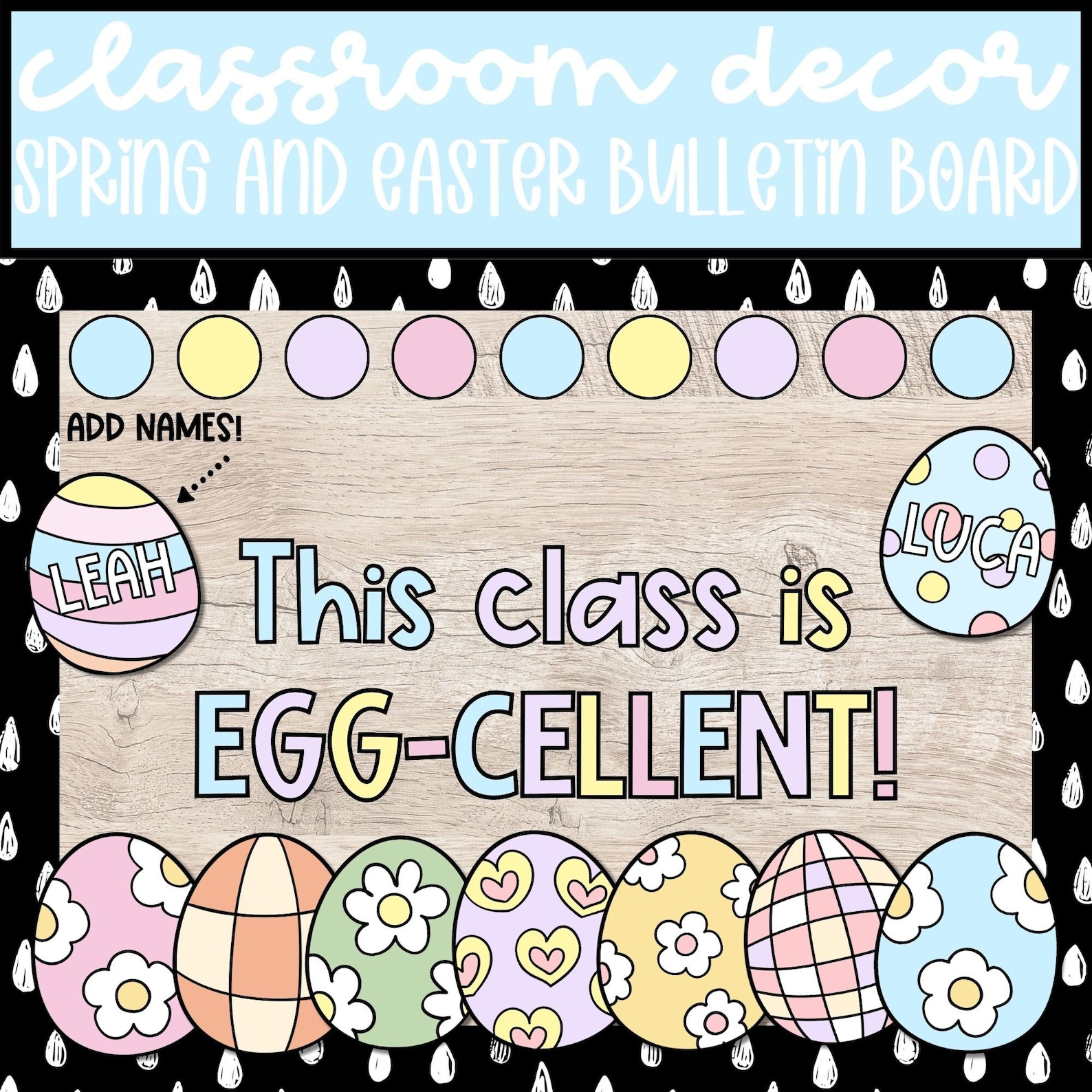 DIY Retro Spring and Easter Egg Bulletin Board Kit, March April Door ...