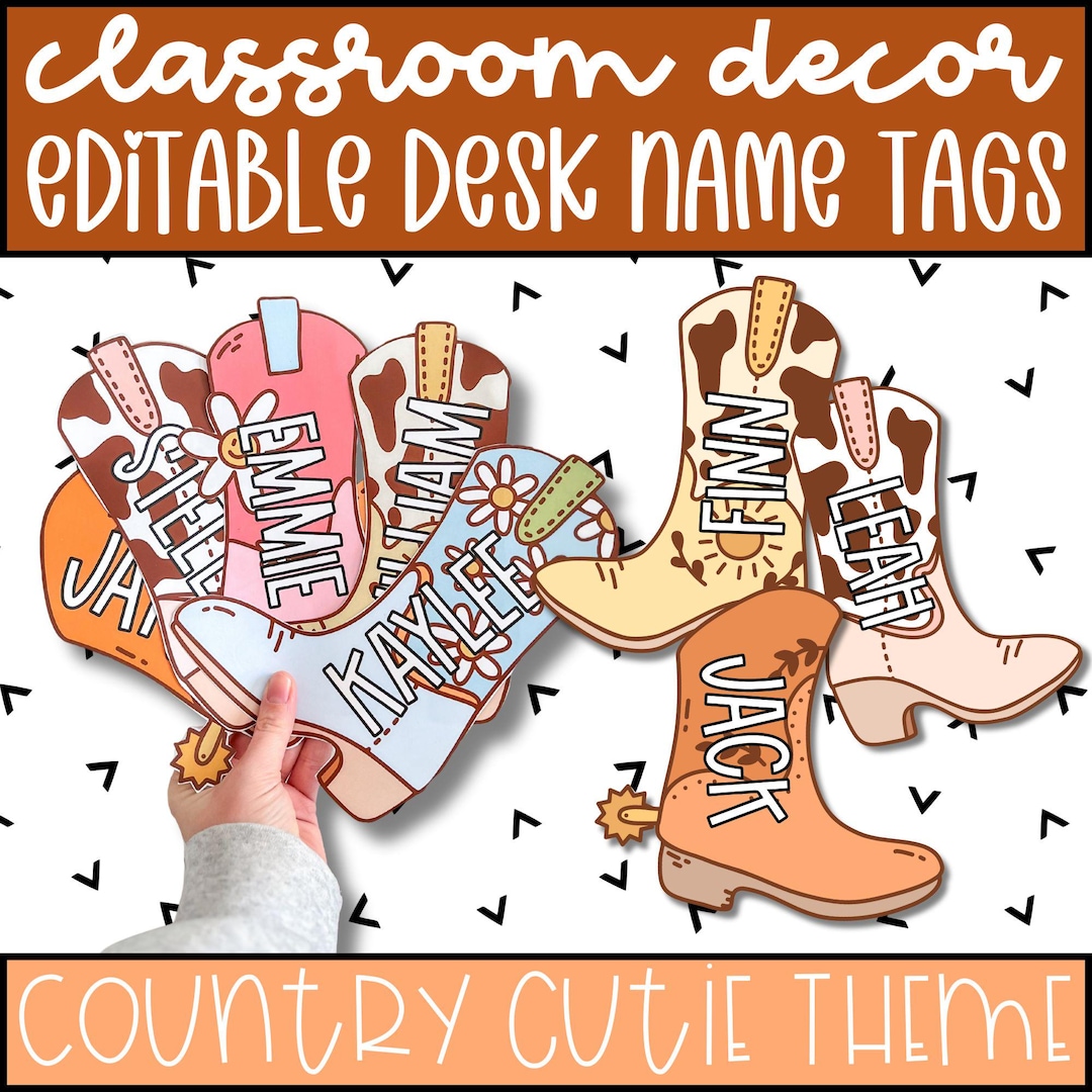 Editable Western Desk Name Tags, Cowgirl Classroom Decor (digital ...