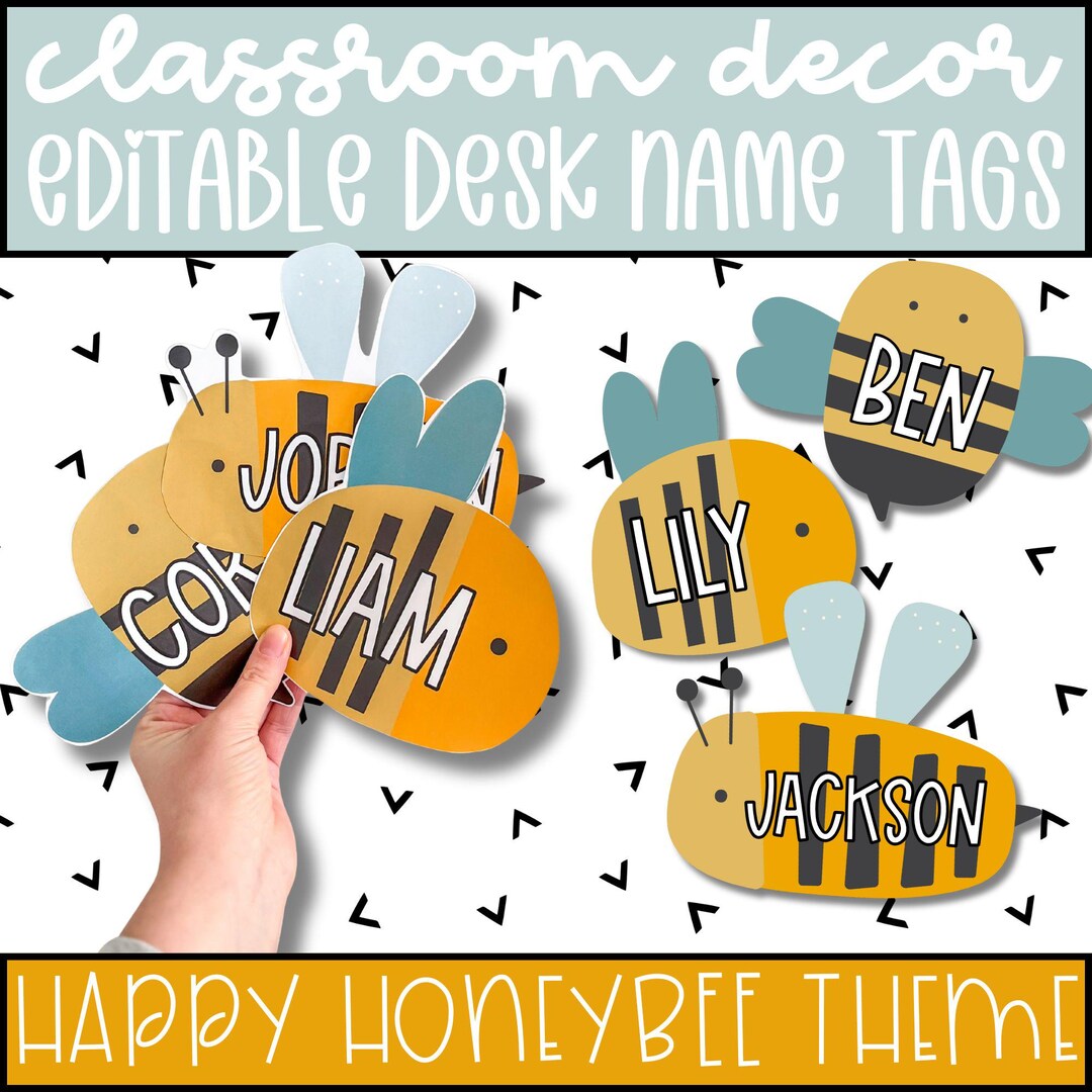Editable Bee Desk Name Tags, Classroom Decor (digital Download) - Etsy