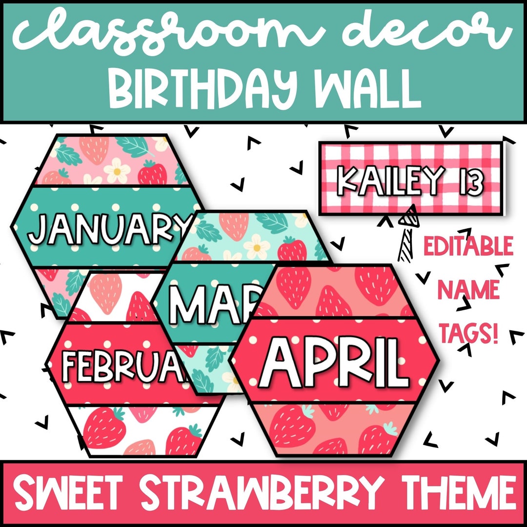 Birthday Bulletin Board for Classroom, DIY Classroom Decor, Strawberry ...