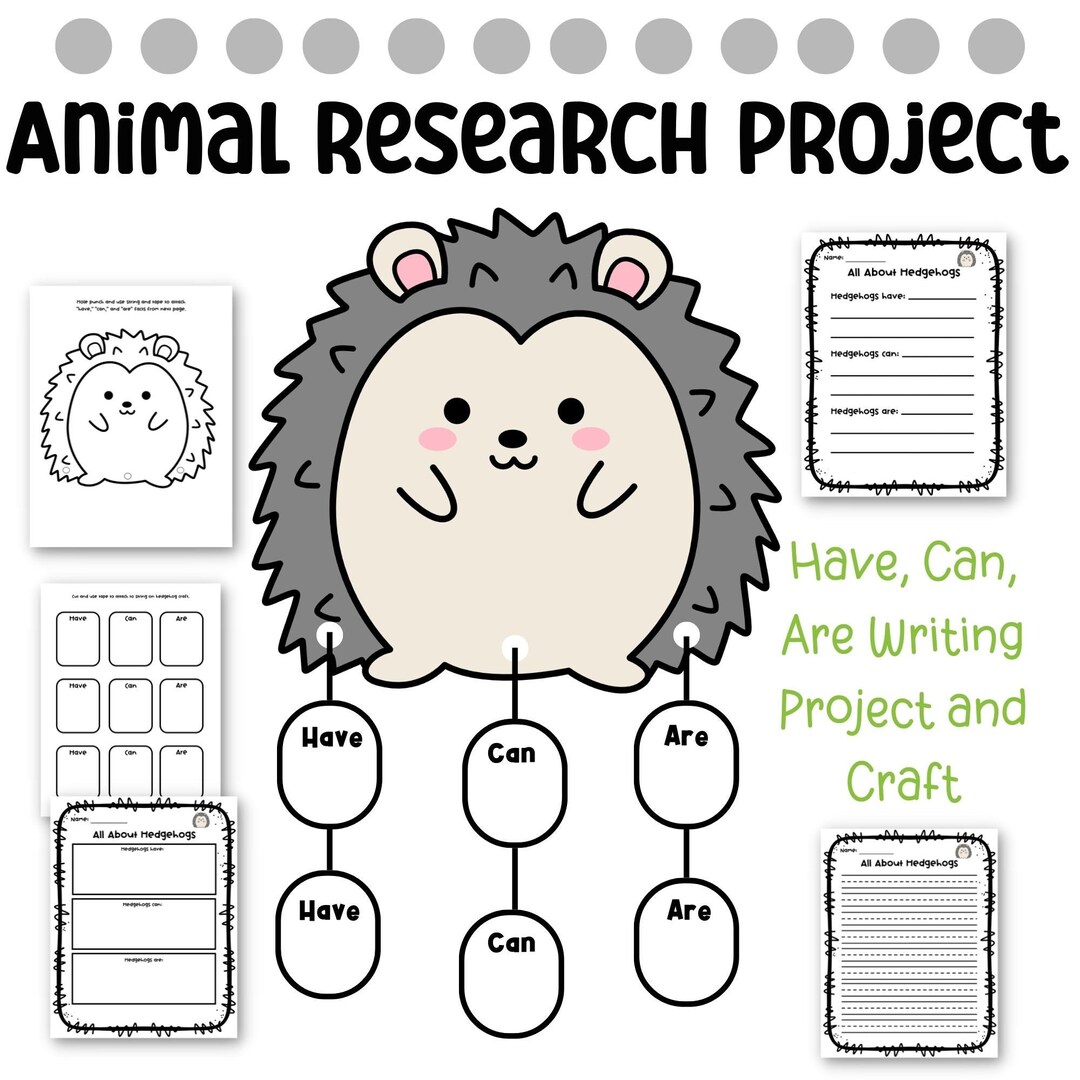 Kindergarten Animal Writing and Research Project About Hedgehogs for ...
