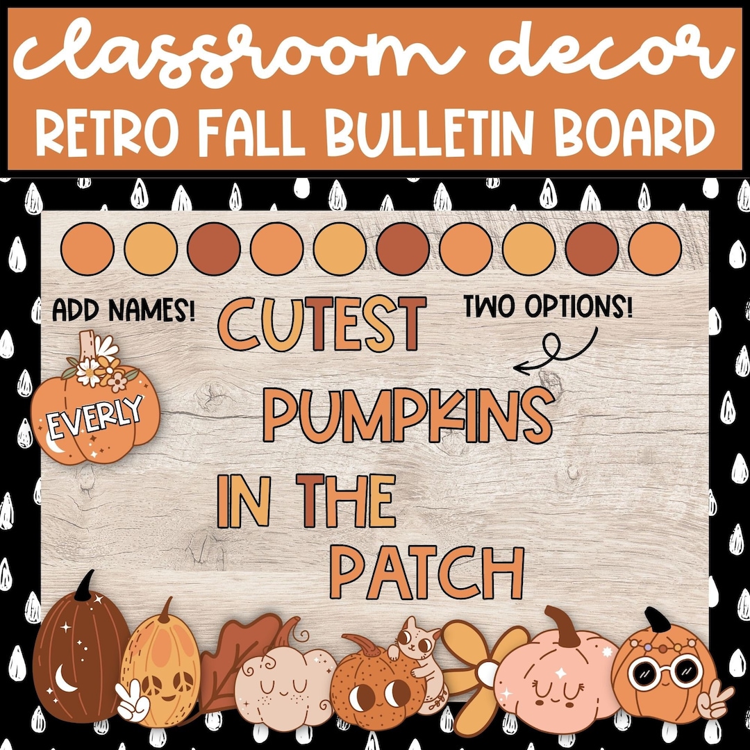 Retro Fall Bulletin Board, DIY Bulletin Board Kit, Pumpkin Bulletin ...