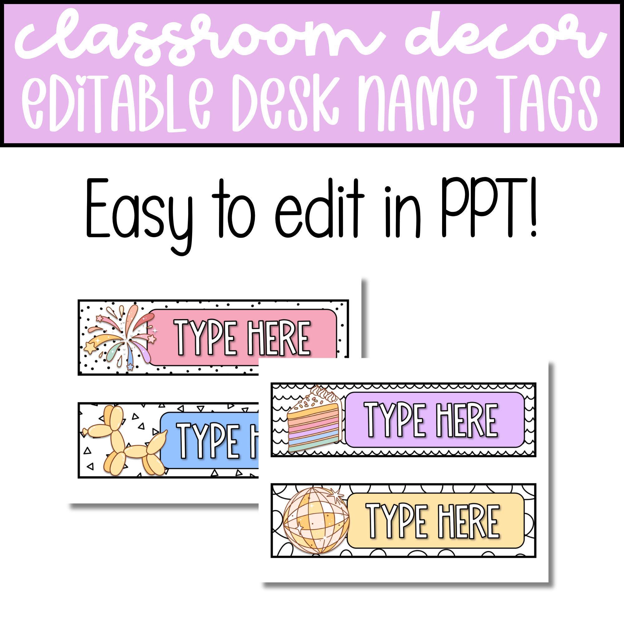 Retro Pastel Desk Name Tags, Editable Classroom Decor (PPT File) - Etsy