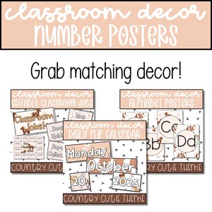 Number Posters for Classroom, DIY Classroom Posters, Western Cowgirl ...