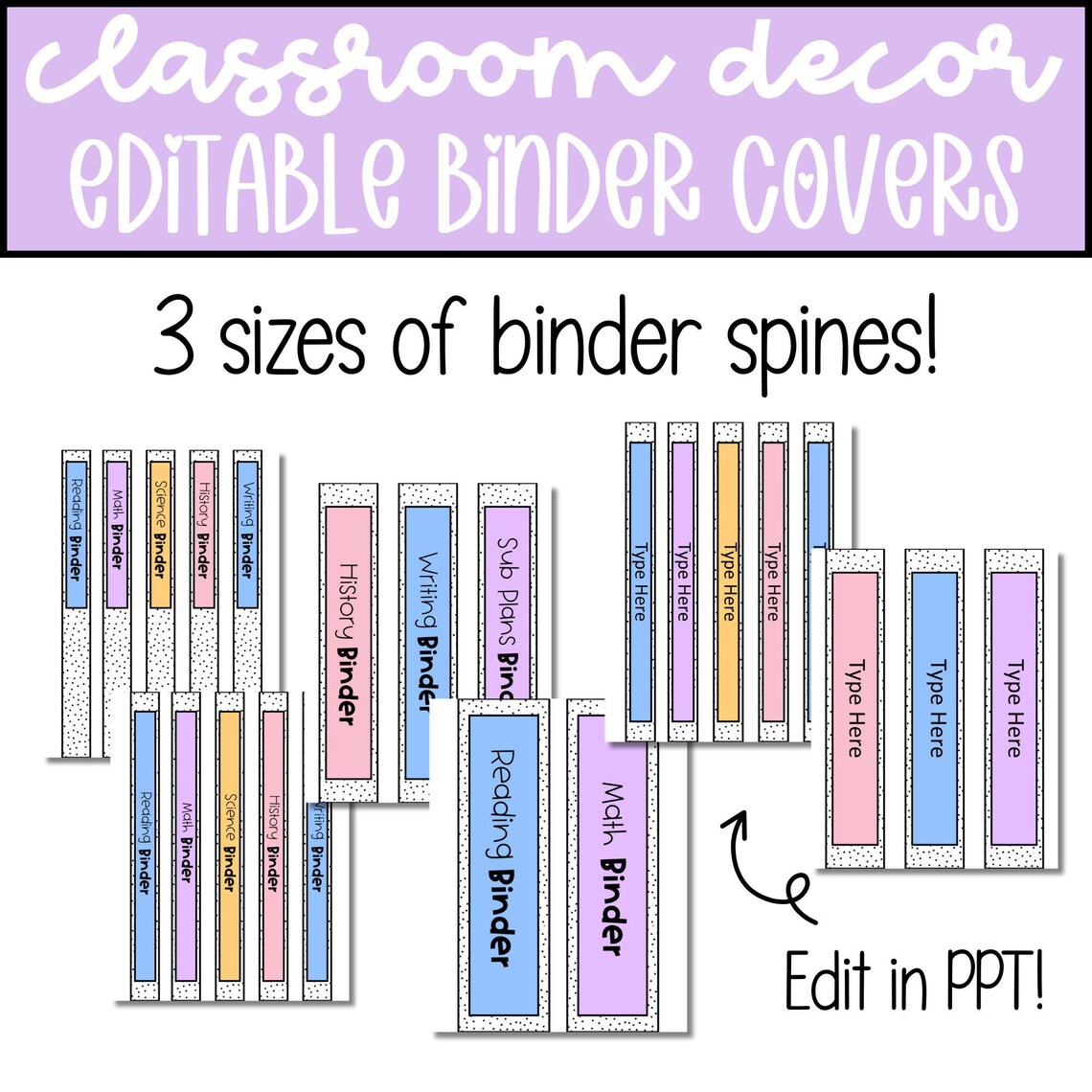 EDITABLE Binder Covers and Spines for Teachers, DIY No-prep Pastel ...