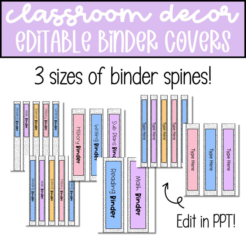 EDITABLE Binder Covers and Spines for Teachers, DIY No-prep Pastel ...