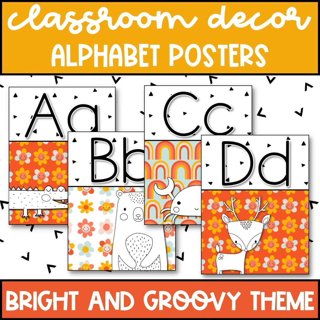 Retro Alphabet Posters for Classroom, DIY Classroom Decor, Retro Bright ...