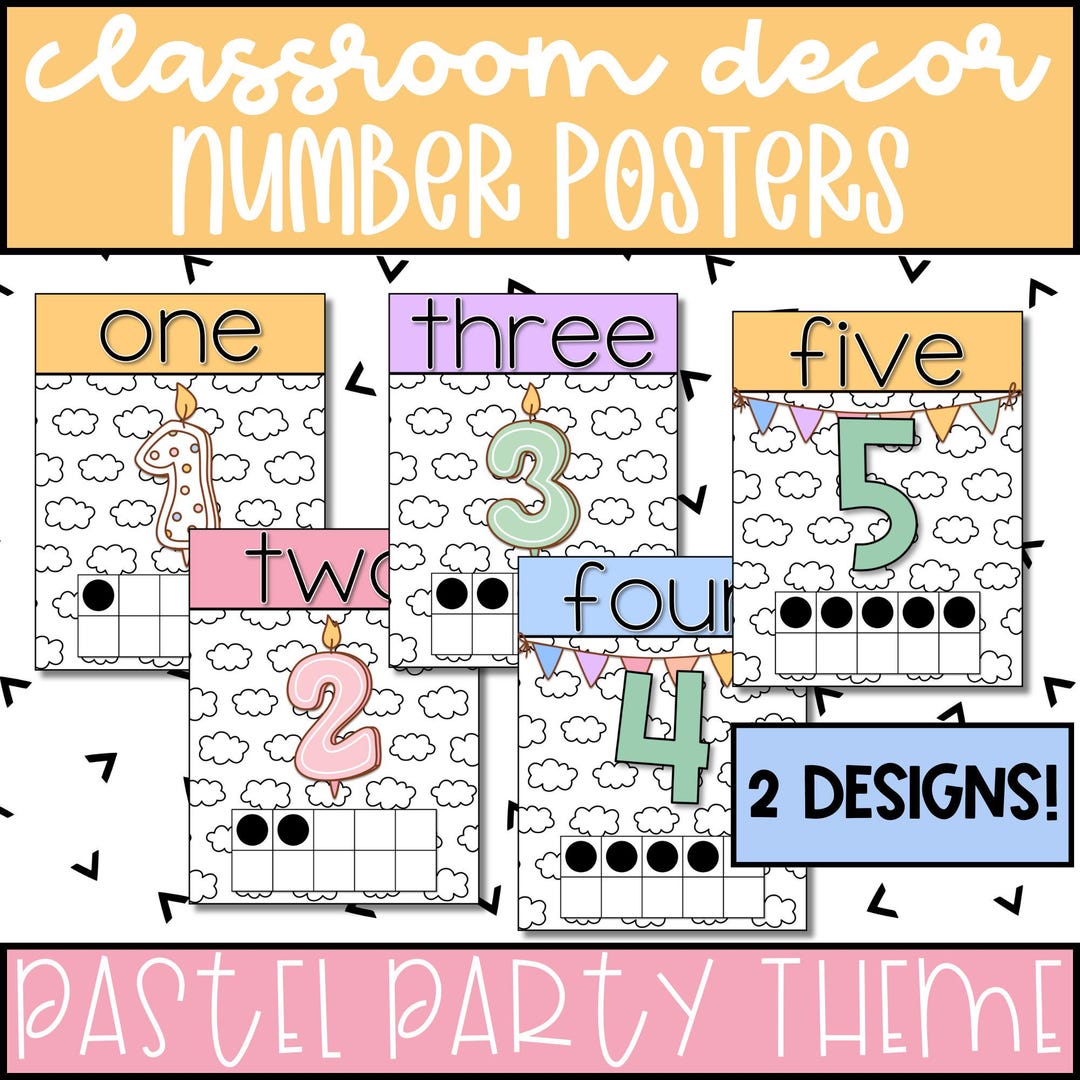Number Posters for Classroom, DIY Classroom Posters, Pastel Themed ...