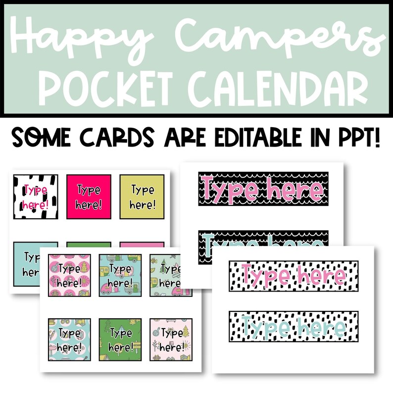 EDITABLE Pocket Chart Calendar for Classroom Camp Classroom - Etsy