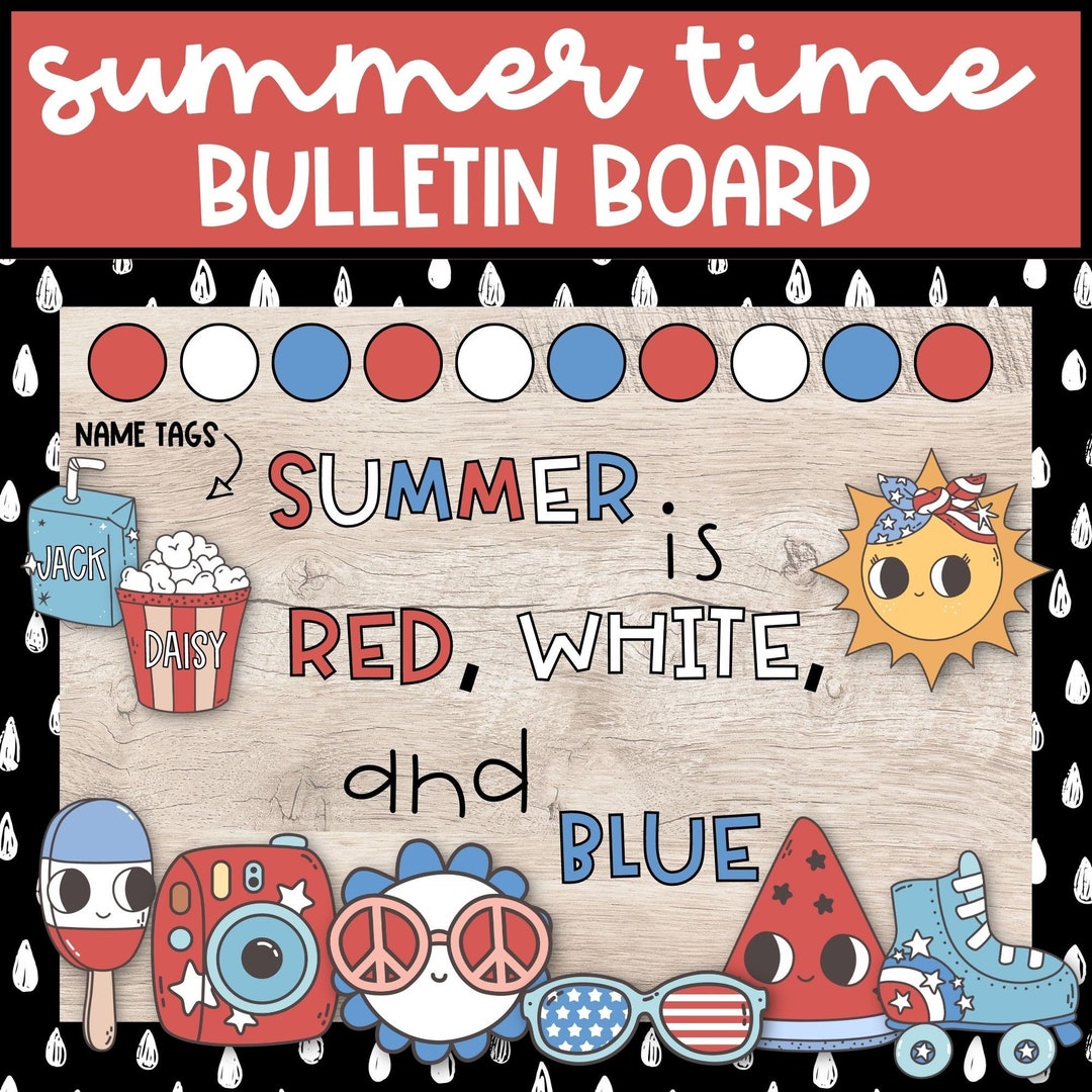 Retro Summer 4th of July Bulletin Board Kit, June and July Bulletin ...