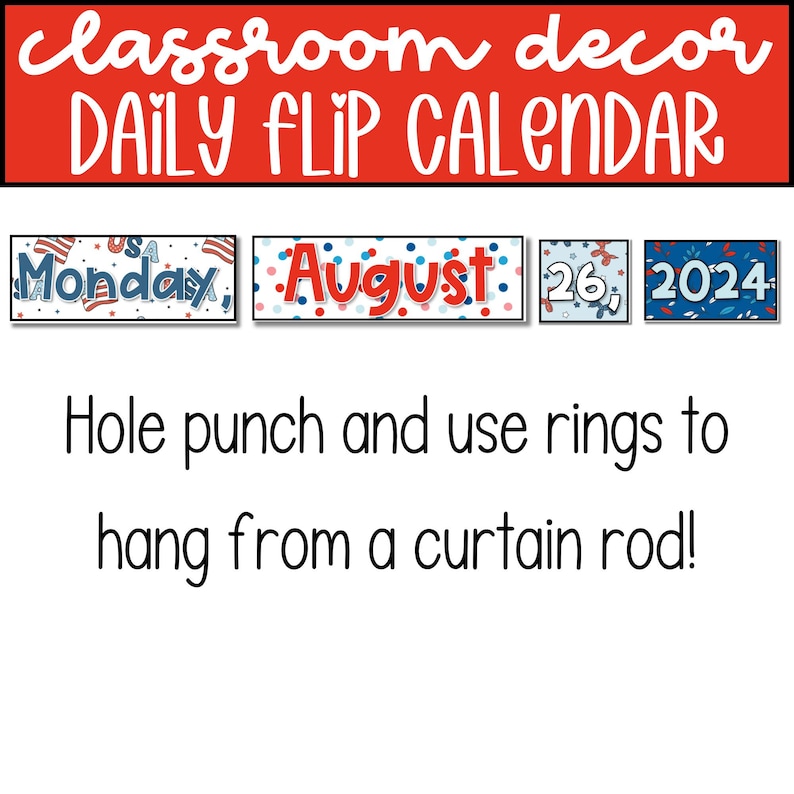 Flip Calendar for Classroom, DIY Classroom Calendar, Patriotic Themed ...