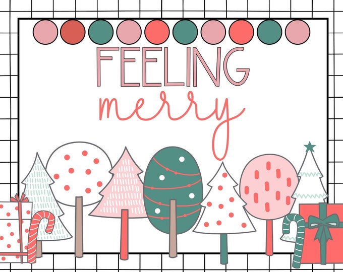 Merry Bright Christmas Bulletin Board Kit December Door Decoration ...