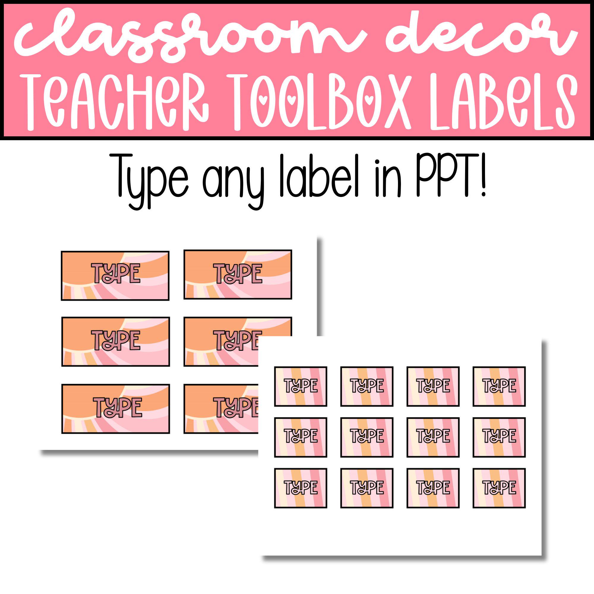 Retro Pink Teacher Toolbox Labels, Editable Classroom Decor (digital ...