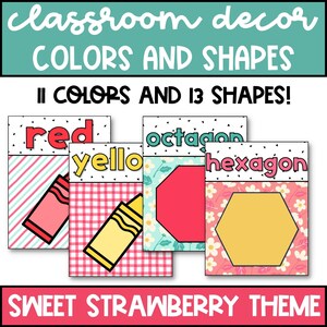 Color and Shape Posters for Classroom, DIY Classroom Decor, Strawberry ...