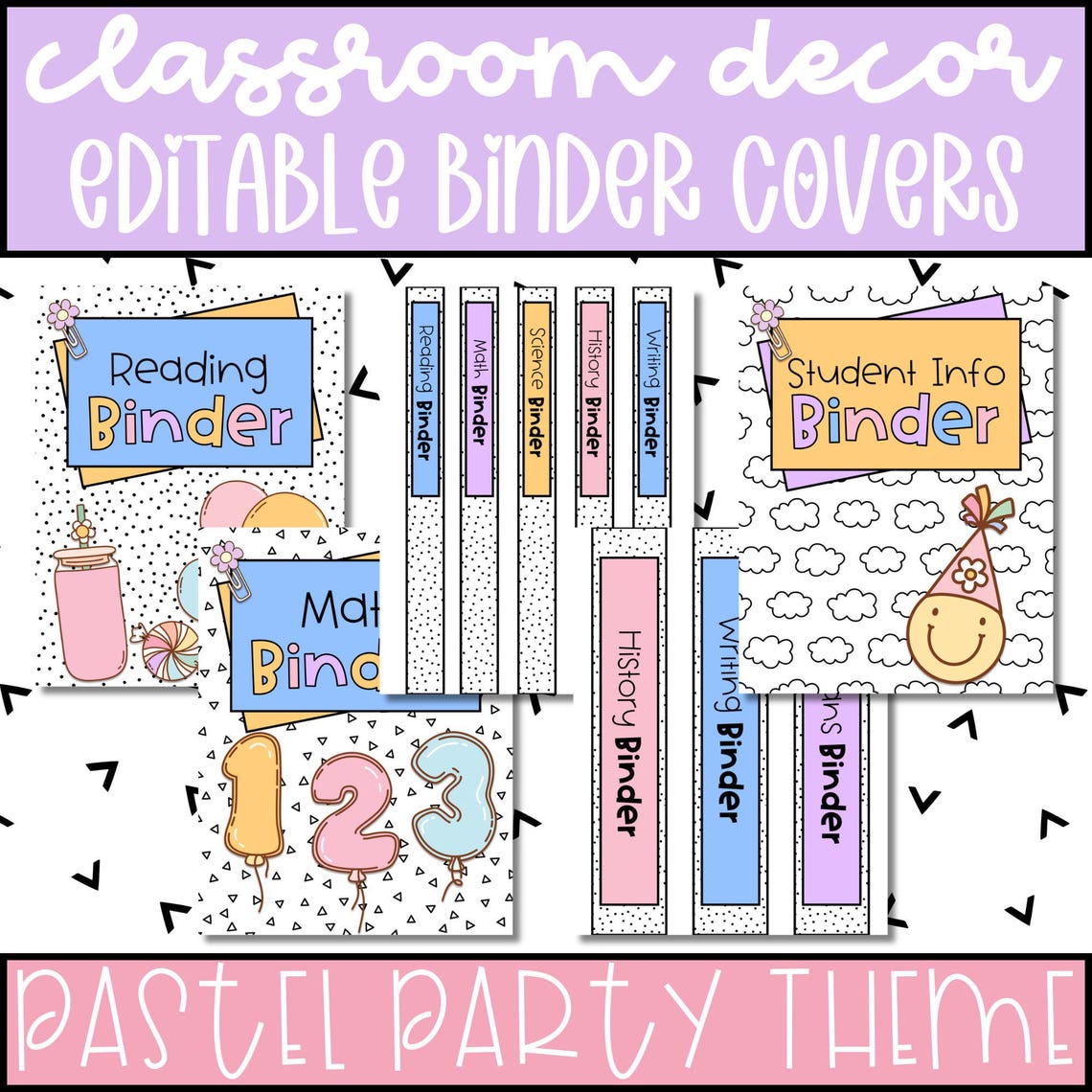 EDITABLE Binder Covers and Spines for Teachers, DIY No-prep Pastel ...