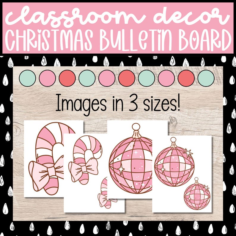Retro Pink Christmas Bulletin Board, December Door Decor, Merry and ...