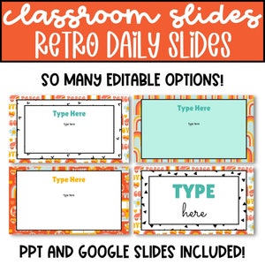 Retro Daily Slides for Classroom, Editable Google and Powerpoint Slide ...