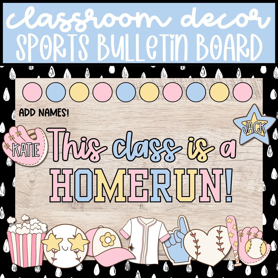 Retro Baseball Bulletin Board Kit: Classroom Door Decor (printable DIY ...