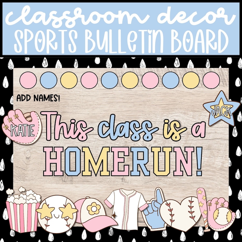 Retro Baseball Back to School Bulletin Board Kit, Classroom Door Decor ...