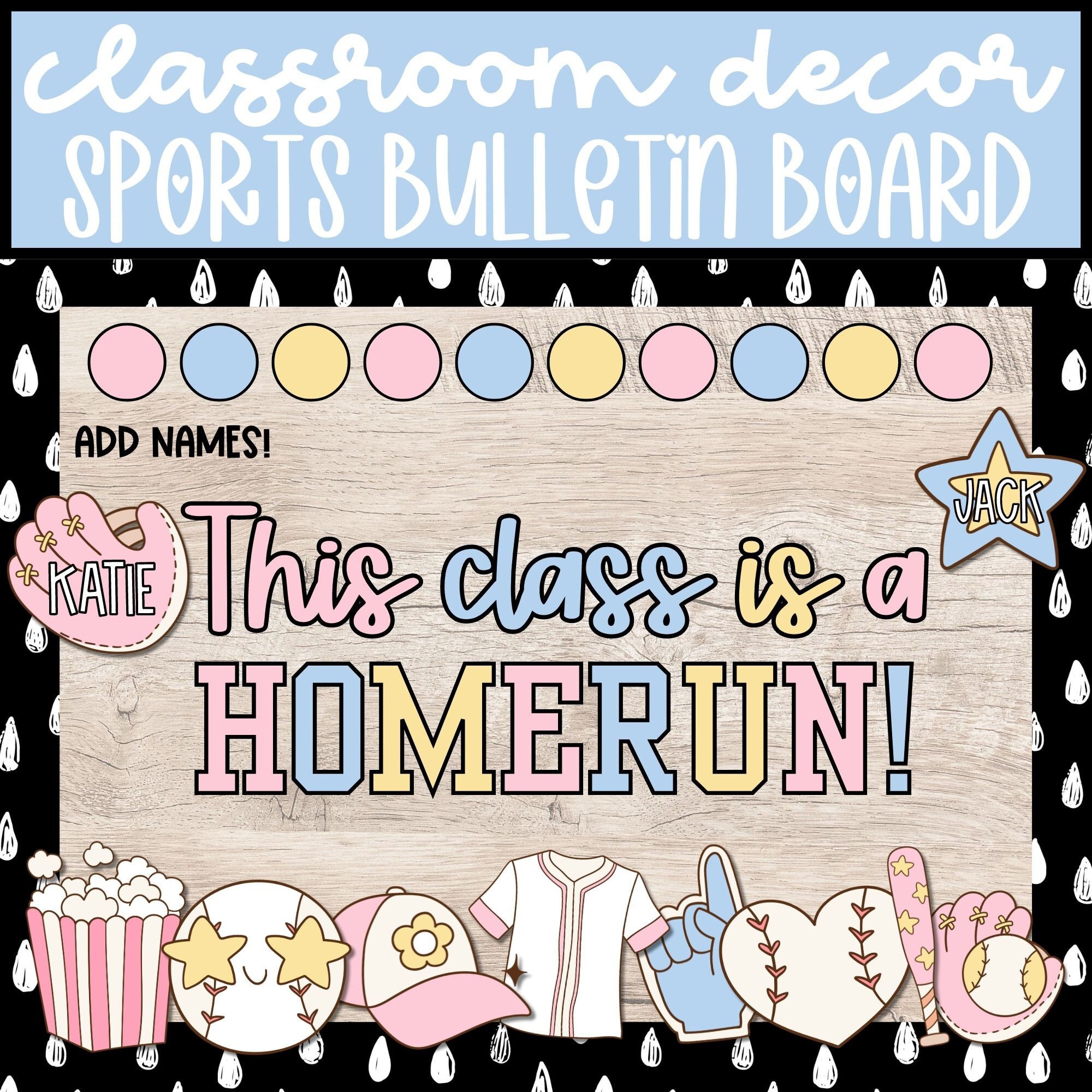 Retro Baseball Back to School Bulletin Board Kit, Classroom Door Decor ...
