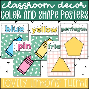 Crayon Color and Shape Posters for Classroom, Lemon Classroom Decor ...