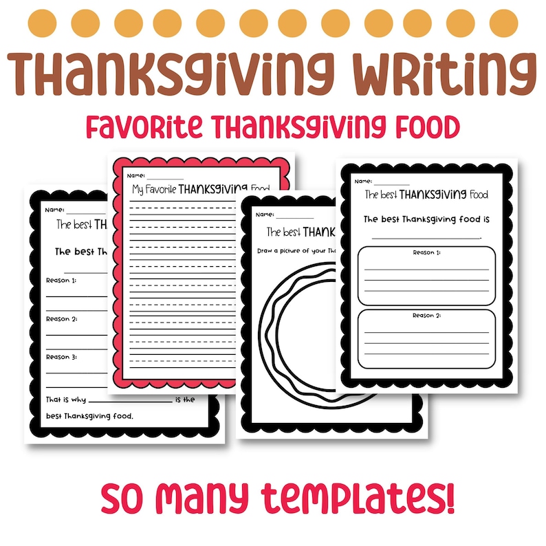 Thanksgiving Writing Activity Project for Kids, Thanksgiving Food ...