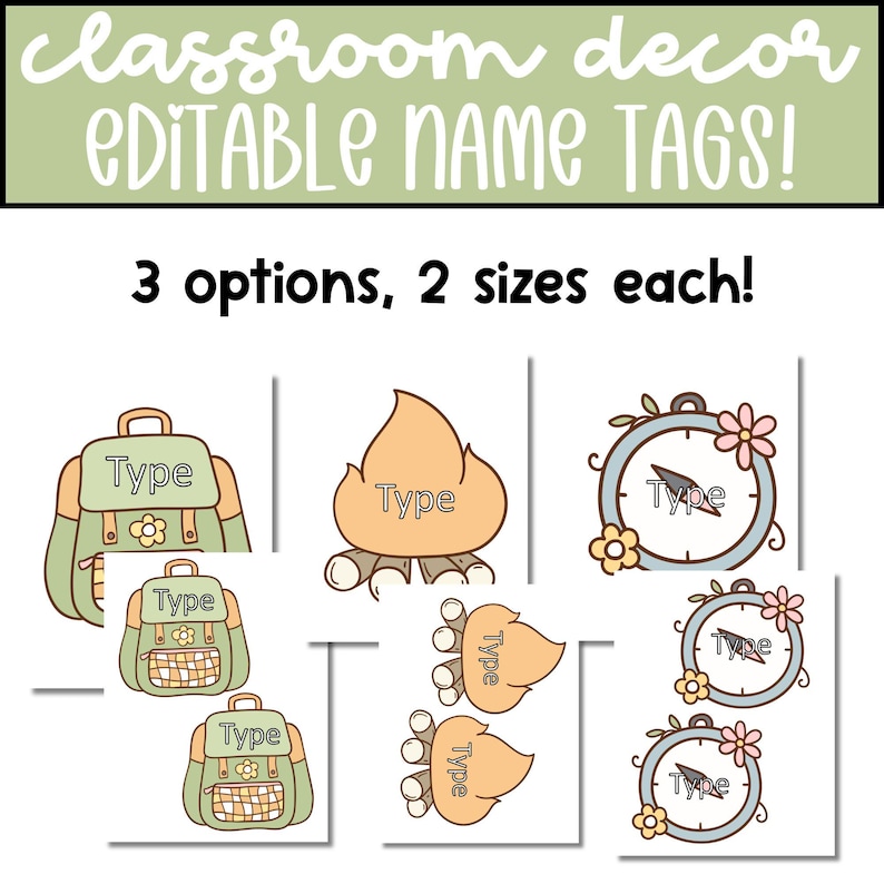 Editable Camp Desk Name Tags, Camping Theme Classroom Decor (digital ...