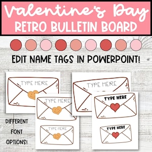 DIY Retro Groovy Valentine's Day Bulletin Board With Editable Name Tags ...