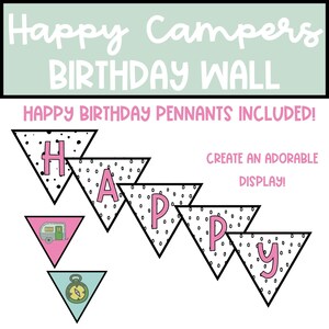 Camp Themed Birthday Wall Cards for Elementary Classroom Decor, Camp ...