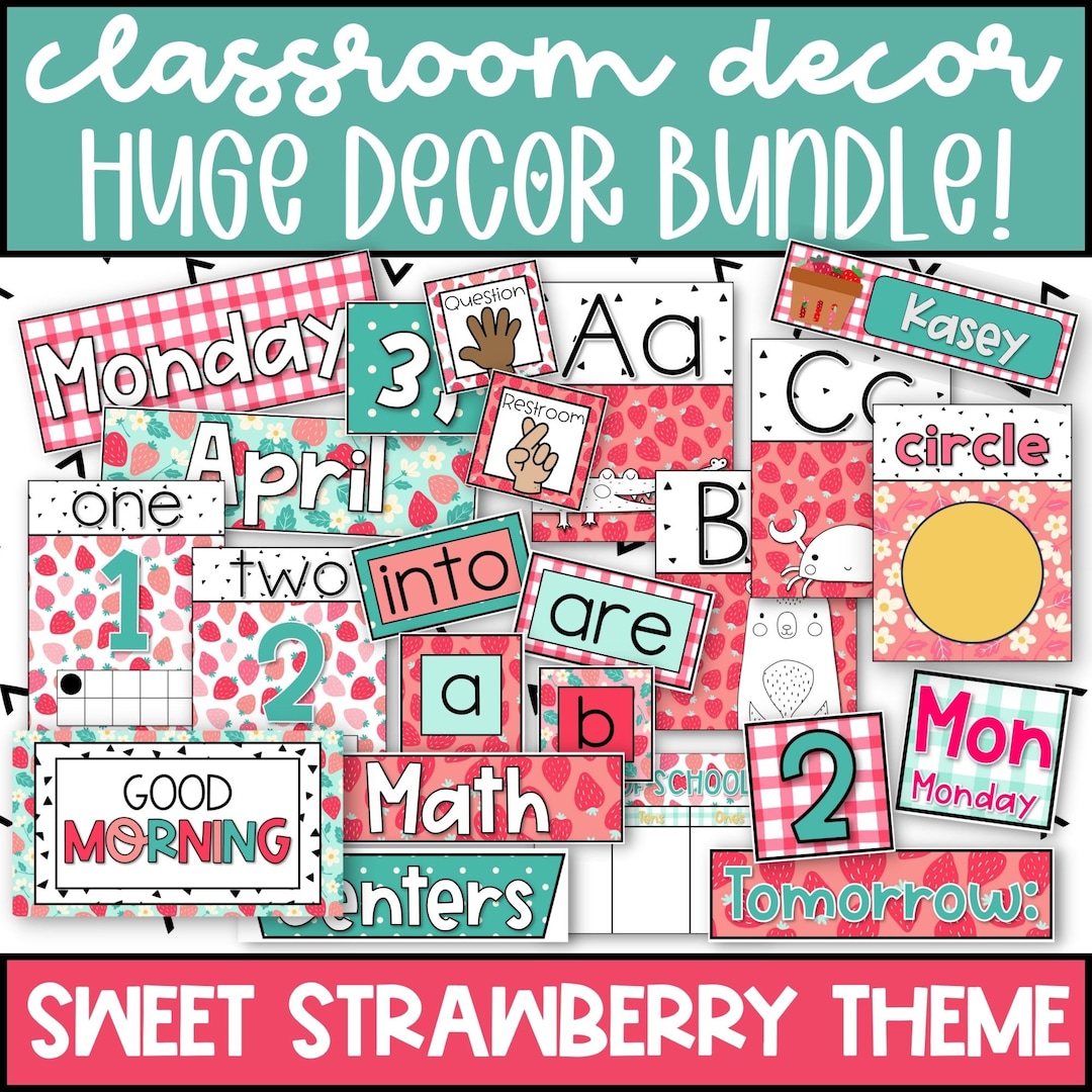 Classroom Decor Bundle, DIY Classroom Decor, Strawberry Farmhouse ...