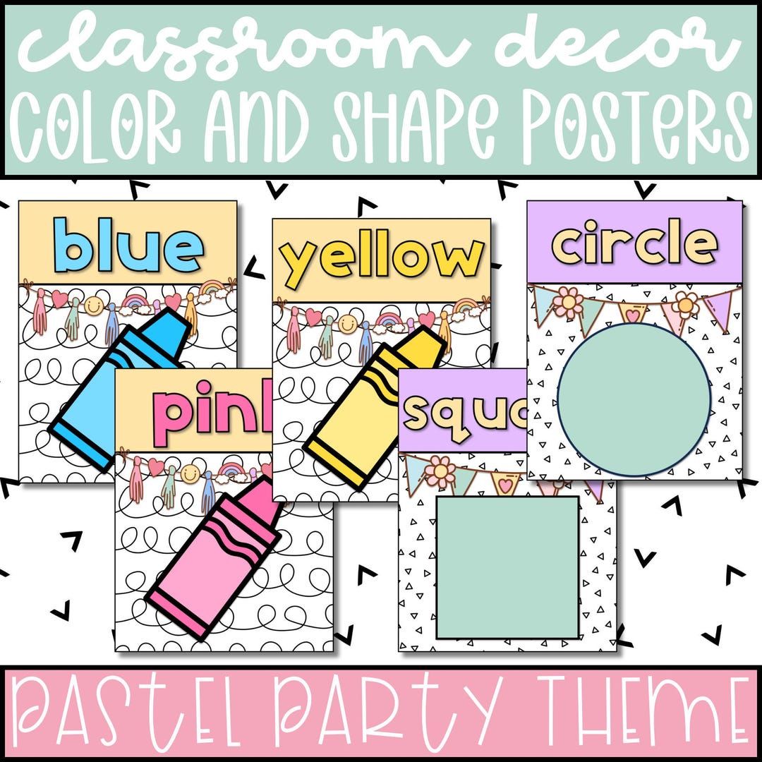 Pastel Classroom Decor, Color and Shape Posters (digital Download ...