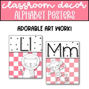 Alphabet Posters for Classroom, DIY Classroom Decor, Retro Pink ...
