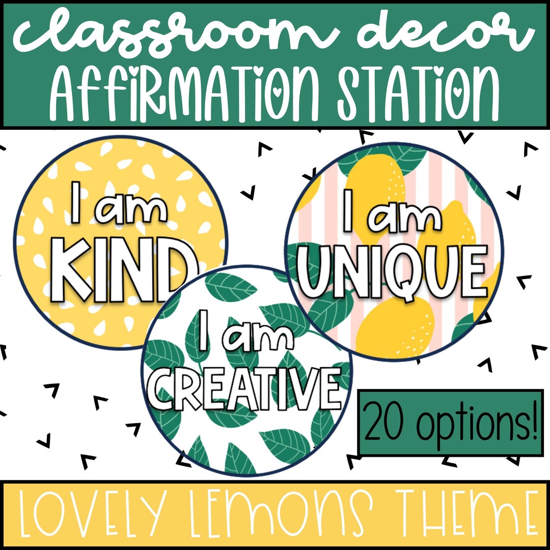 Affirmation Station for Classroom Mirror, Lemon Themed Classroom Decor ...