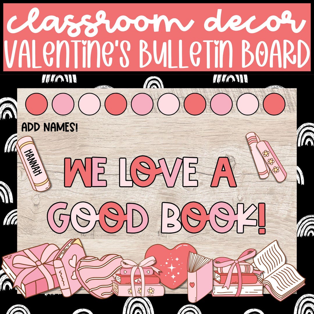 Retro Groovy Valentine's Day Book Bulletin Board, Editable Name Tags ...