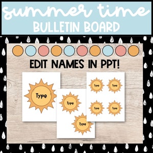 Retro Summer Bulletin Board Kit, Sunshine April and May Door Decor and ...