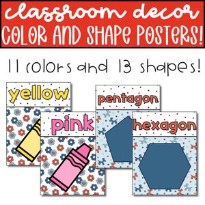 Crayon Color and Shape Posters for Classroom, Patriotic Classroom Decor ...