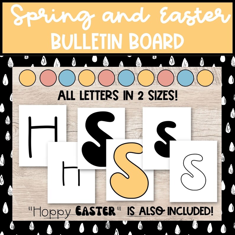 Retro Hoppy Spring Bulletin Board Kit, Easter Decor (digital Download ...