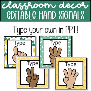 Editable Hand Signals for Classroom Management, Lemon Farmhouse ...