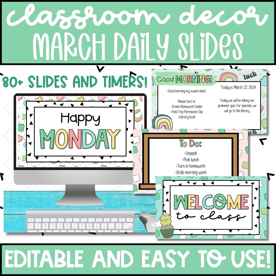 March Daily Slides Templates for Google Slides and Powerpoint, St ...