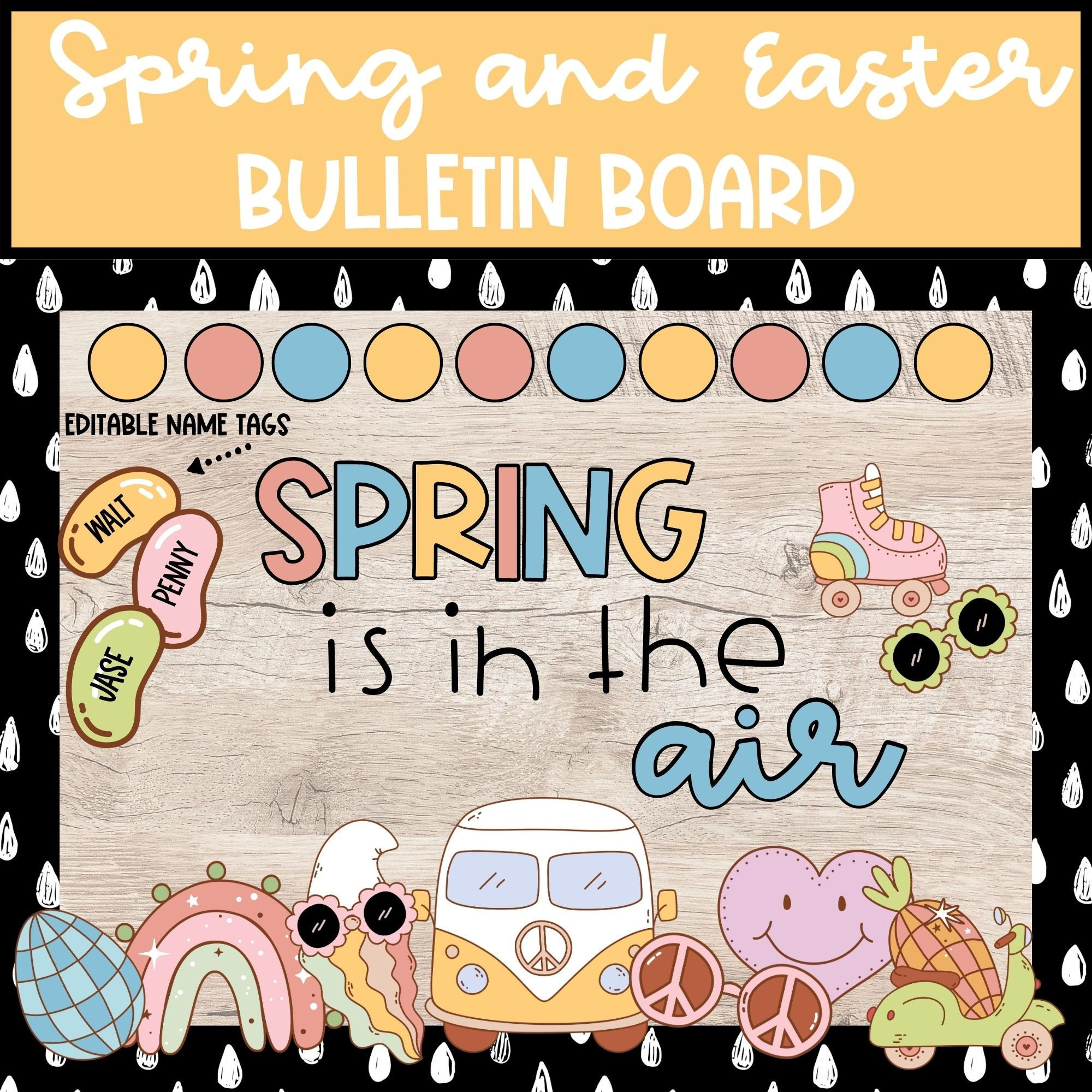 Retro Spring and Easter Bulletin Board Kit With Jelly Bean - Etsy