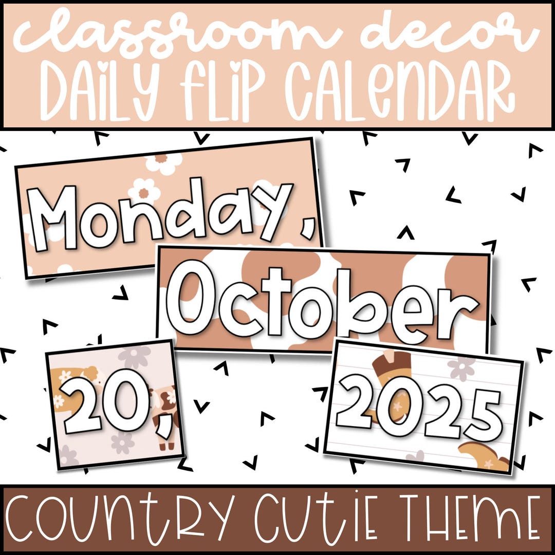 Daily Flip Calendar, Calendar Center, Western Classroom Decor Theme ...