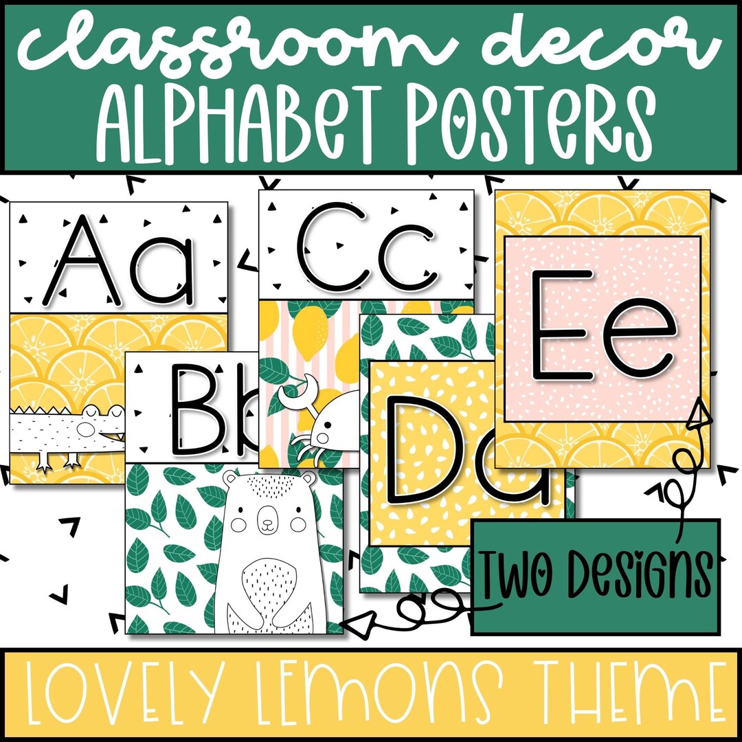 Alphabet Posters for Classroom, DIY Classroom Posters, Lemon Farmhouse ...