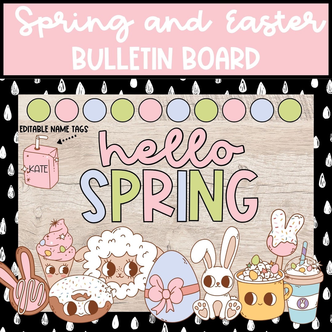 Hello Spring Retro Spring and Easter Bulletin Board Kit, March April ...