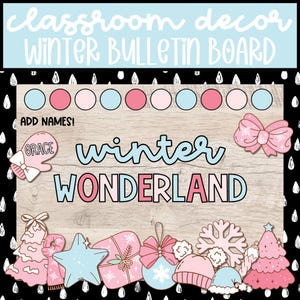 Retro Winter Wonderland Bulletin Board Kit, Pink Classroom Decor ...