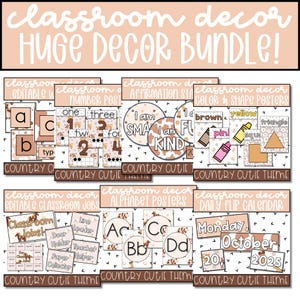 Western Cowgirl Classroom Decor Bundle, Editable Farm Theme (digital ...