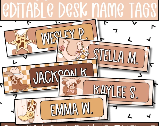 Printable Classroom Desk Plates, Student Name Tags, Editable Canva ...