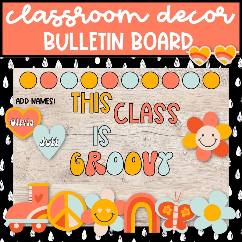 Retro Groovy Classroom Decor Bundle Back To School Classroom Etsy