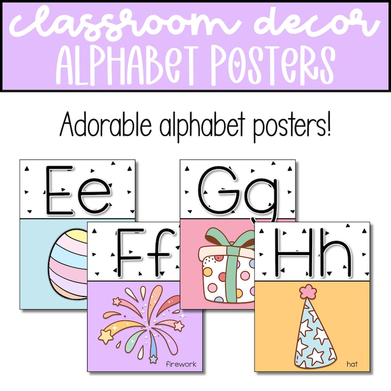 Retro Pastel Alphabet Posters, Elementary Classroom Decor (digital ...