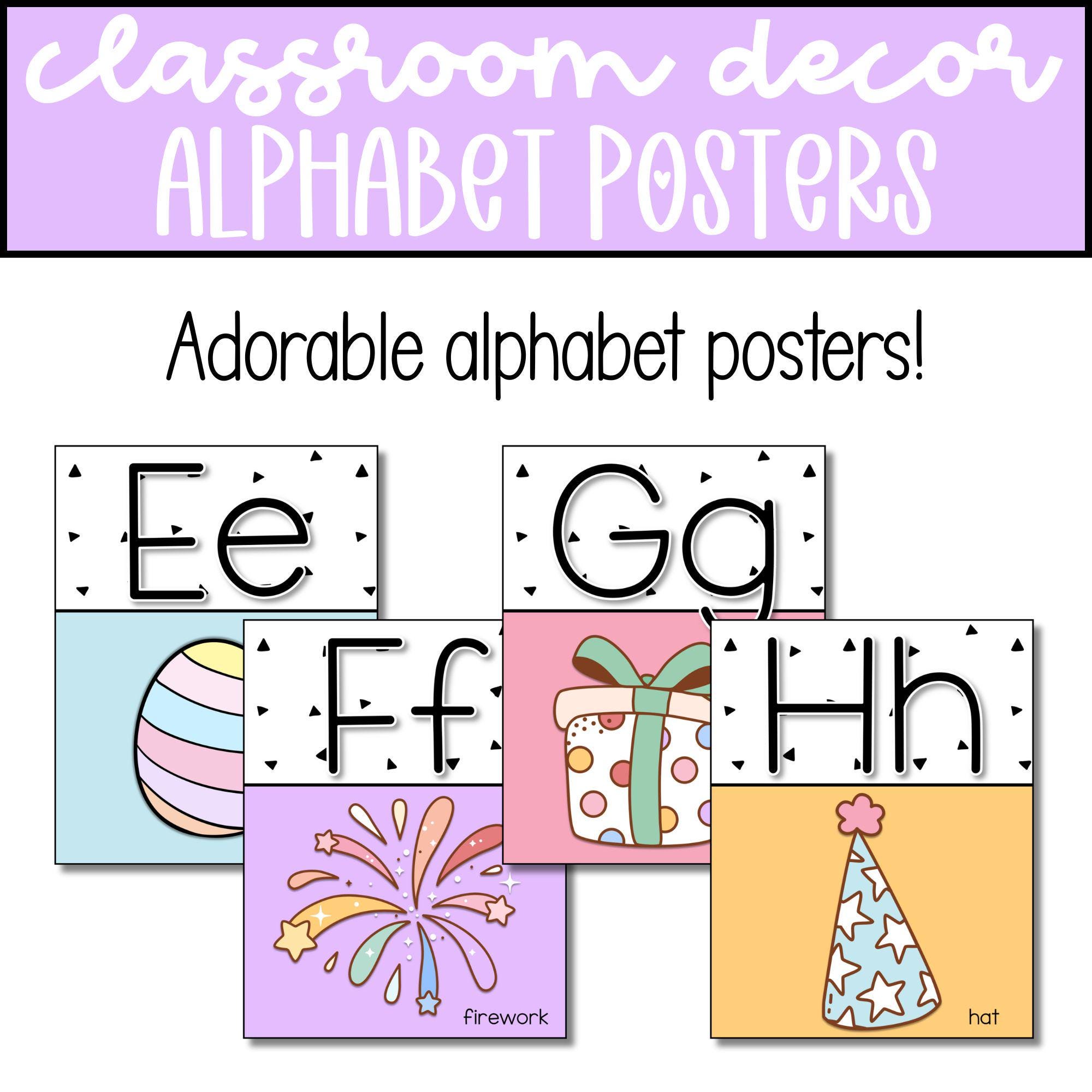 Retro Pastel Alphabet Posters, Elementary Classroom Decor (digital ...