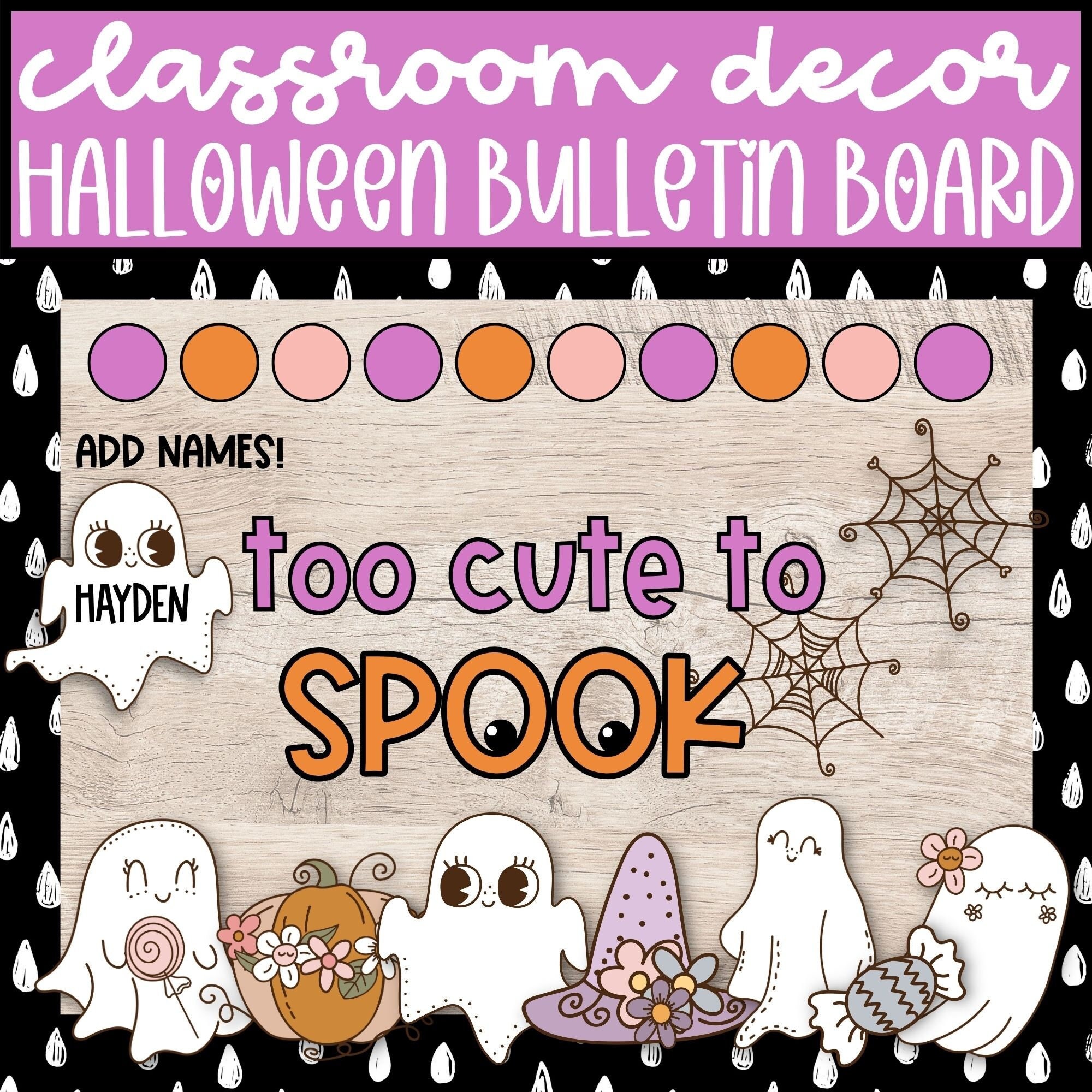 Retro Halloween Bulletin Board Too Cute to Spook Retro Fall - Etsy